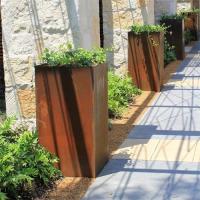 China Corten Steel Column Tower Cube Planter 2-3mm Thickness Rusty Finish for sale