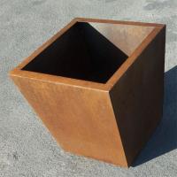 China Rustic Red Corten Steel Tapered Square Planter 35x35x28cm Garden Landscaping for sale