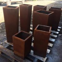 China Rustic Red Corten Steel Tapered Square Planter 35x35x28cm Garden Landscaping for sale