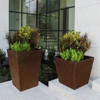 China Rustic Red Corten Steel Tapered Square Planter 35x35x28cm Garden Landscaping for sale