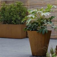 China Corten Steel Conical Planter Tapered Cylinder Garden Metal Flower Pot D60xH60cm for sale