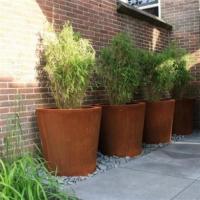China Corten Steel Conical Planter Tapered Cylinder Garden Metal Flower Pot D60xH60cm for sale