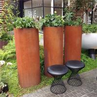 China High Cylinder Corten Steel Planter D37xH65cm Outdoor Metal Flower Pot for sale