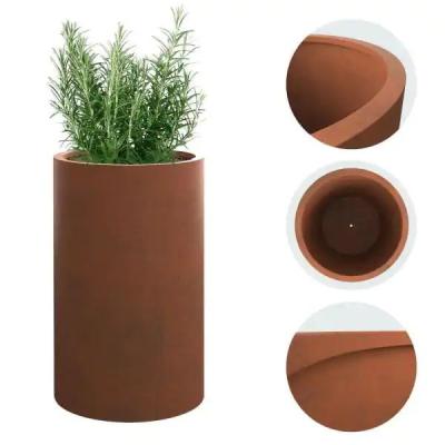 China High Cylinder Corten Steel Planter D37xH65cm Outdoor Metal Flower Pot for sale