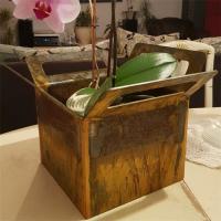 China Natural Rusty Color Corten Steel Planter Pot 25x25x25cm with Drain Holes for sale