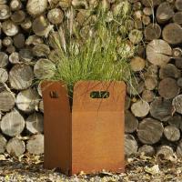 China Natural Rusty Color Corten Steel Planter Pot 25x25x25cm with Drain Holes for sale