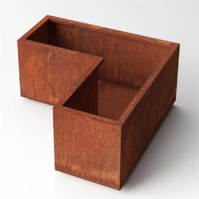 China Corten Steel Corner Planter Box 91x91x40cm for Residential Outdoor Garden for sale