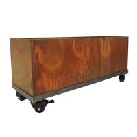 China Removable Corten Steel Trough Planter on Casters Wheels 100x40x40cm for sale
