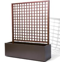 China Corten Steel Trough Planter with Trellis 800mm Wide Rusty Red Pre-Rusted for sale