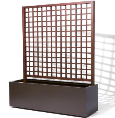 China Corten Steel Trough Planter with Trellis 800mm Wide Rusty Red Pre-Rusted for sale