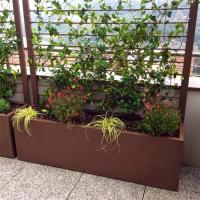 China Corten Steel Trough Planter with Trellis 800mm Wide Rusty Red Pre-Rusted for sale