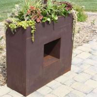 China OEM Shopping Center Corten Steel Rectangular Planter With LED Lighting for sale