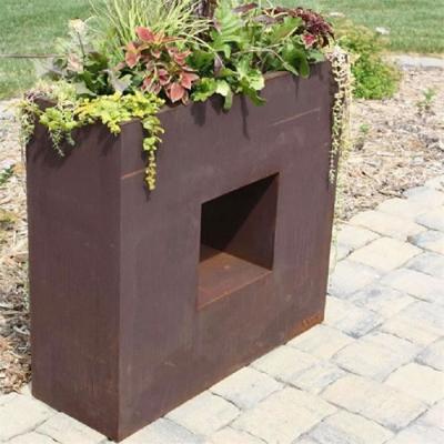 China OEM Shopping Center Corten Steel Rectangular Planter With LED Lighting for sale