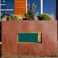 China OEM Shopping Center Corten Steel Rectangular Planter With LED Lighting for sale
