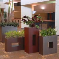 China OEM Shopping Center Corten Steel Rectangular Planter With LED Lighting for sale