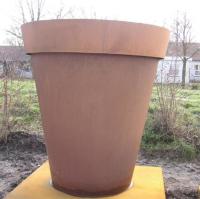 China Corten Steel Cylinder Planter 100cm Height Pre Weathered Rustic Garden Pot for sale
