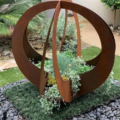 China Decorative Outdoor Large Corten Metal Flower Planters 80cm-140cm Height for Garden Landscape for sale