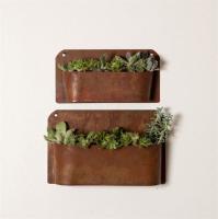 China Corten Steel Rectangle Wall Hanging Planter 32x9x24cm Pre-Rusted for sale