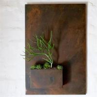 China Corten Steel Rectangle Wall Hanging Planter 32x9x24cm Pre-Rusted for sale