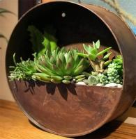 China Corten Steel Half Round Wall Hanging Planter 150mm 200mm 300mm for sale