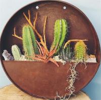 China Corten Steel Half Round Wall Hanging Planter 150mm 200mm 300mm for sale