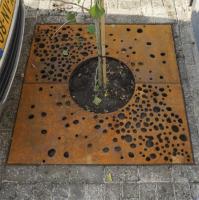 China Laser Cut Corten Steel Landscape Square Tree Grille Garden Decorative for sale