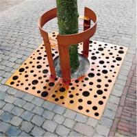 China Laser Cut Corten Steel Landscape Square Tree Grille Garden Decorative for sale