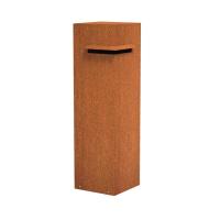 China Custom Corten Steel Curbside Mailbox 35x35x120cm Rusty Red Finish for sale