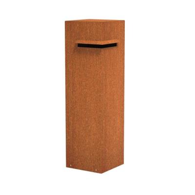 China Custom Corten Steel Curbside Mailbox 35x35x120cm Rusty Red Finish for sale