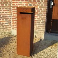 China Custom Corten Steel Curbside Mailbox 35x35x120cm Rusty Red Finish for sale