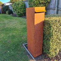 China Custom Corten Steel Curbside Mailbox 35x35x120cm Rusty Red Finish for sale