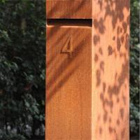China Custom Corten Steel Curbside Mailbox 35x35x120cm Rusty Red Finish for sale