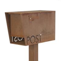 China Modern Freestanding Corten Steel Letter Box 35x35x120cm Rusty Red Outdoor Mailbox for sale