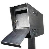 China Modern Freestanding Corten Steel Letter Box 35x35x120cm Rusty Red Outdoor Mailbox for sale