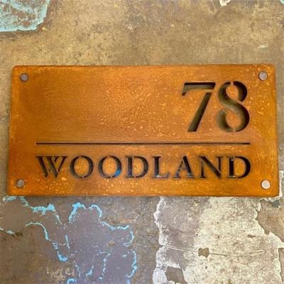 China Vintage Corten Steel Wall Art House Number Sign 304 Grade Custom Size for sale