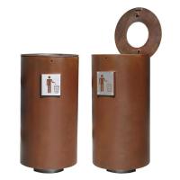 China Corten Steel Urban Trash Can 16x31 Inch Round Metal Litter Bin Pre-Rusted for sale