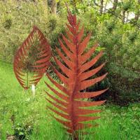 China Corten Steel Rusty Metal Garden Leaf Sculpture 60x26.5x123cm Outdoor Art for sale