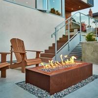 China Corten Steel Gas Propane Fire Pit Table 47 Inch Pre Weathered Outdoor Patio Heater for sale