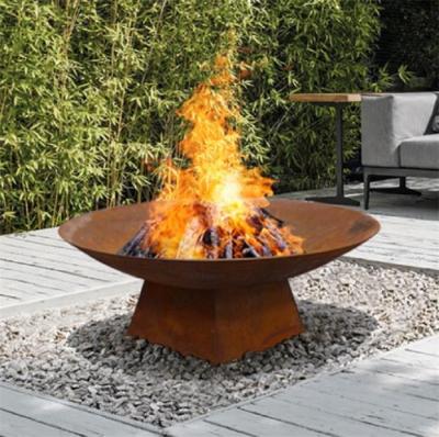China Corten Steel Outdoor Fire Pit Dia 600mm 800mm Rusty Metal Wood Fire Bowl for sale