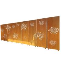 China Chrysanthemum Pattern Corten Steel Laser Cut Panels 1200x1800mm Rusty Metal Garden Ornaments for sale