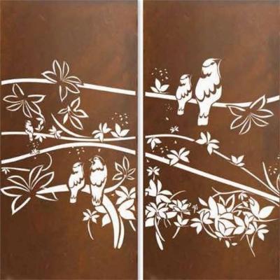 China Backyard Tropical Bird Laser Cut Corten Steel Panels for sale