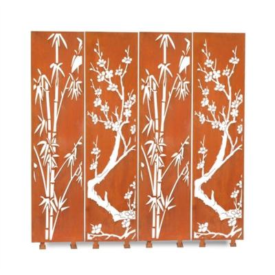 China Bamboo Corten Steel Privacy Screens 2-4mm Thickness Custom Sizes for Outdoor Decorative Fence for sale