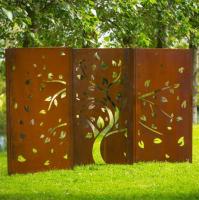 China Corten Steel Garden Screen Panel Laser Cut Tree Design 600-1200mm Width 2-4mm Thickness for sale