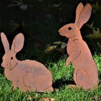 China Standing Rabbit Corten Steel Garden Ornament Pre-Rusted 500mm Height Customizable for sale