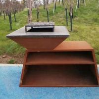 China Corten Steel Wood Burning BBQ Grill Outdoor Cooking Fire Pit 80x90x130cm for sale