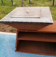 China Corten Steel Wood Burning BBQ Grill Outdoor Cooking Fire Pit 80x90x130cm for sale