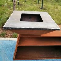 China Corten Steel Wood Burning BBQ Grill Outdoor Cooking Fire Pit 80x90x130cm for sale