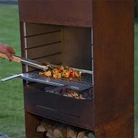 China Rectangular Column Corten Steel BBQ Grill Fire Pit 1900x600x400mm Rustproof for sale