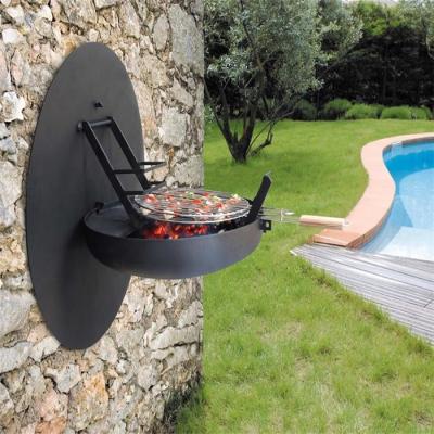 China Decorative Wall Mounted Corten Steel BBQ Grill Fire Pit Retractable for sale