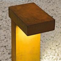China Square Corten Steel LED Bollard Light 40x25x15cm Rusty Path Lighting for sale